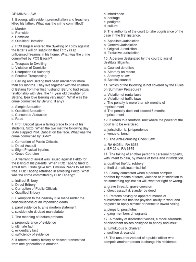 CRIMINAL LAW KEY TERMS | PDF | Plea | Crimes