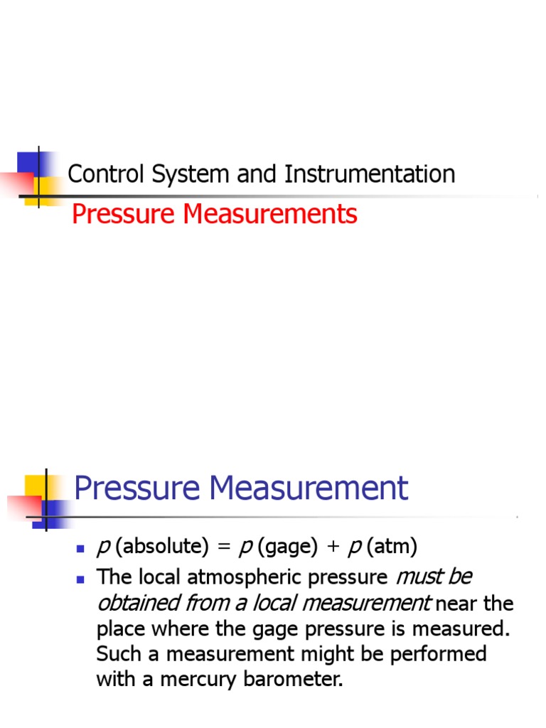 Session 4 Pressure Measurement | PDF | Pascal (Unit) | Pressure Measurement