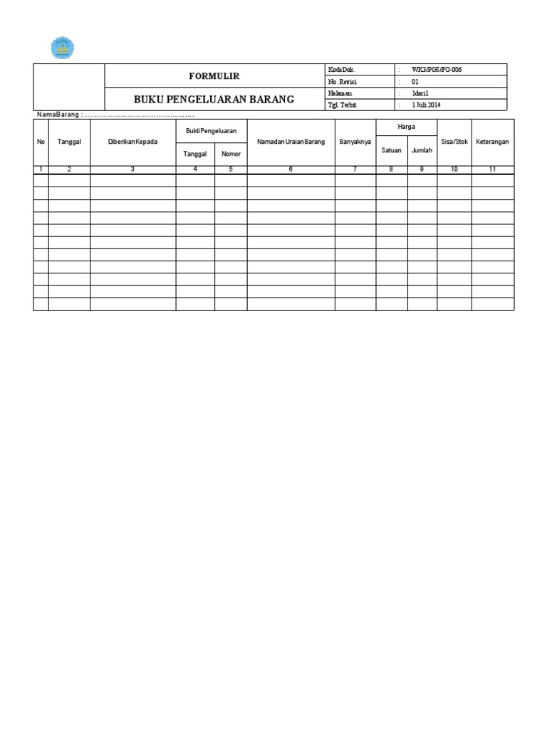 Formulir Buku Pengeluaran Barang | PDF