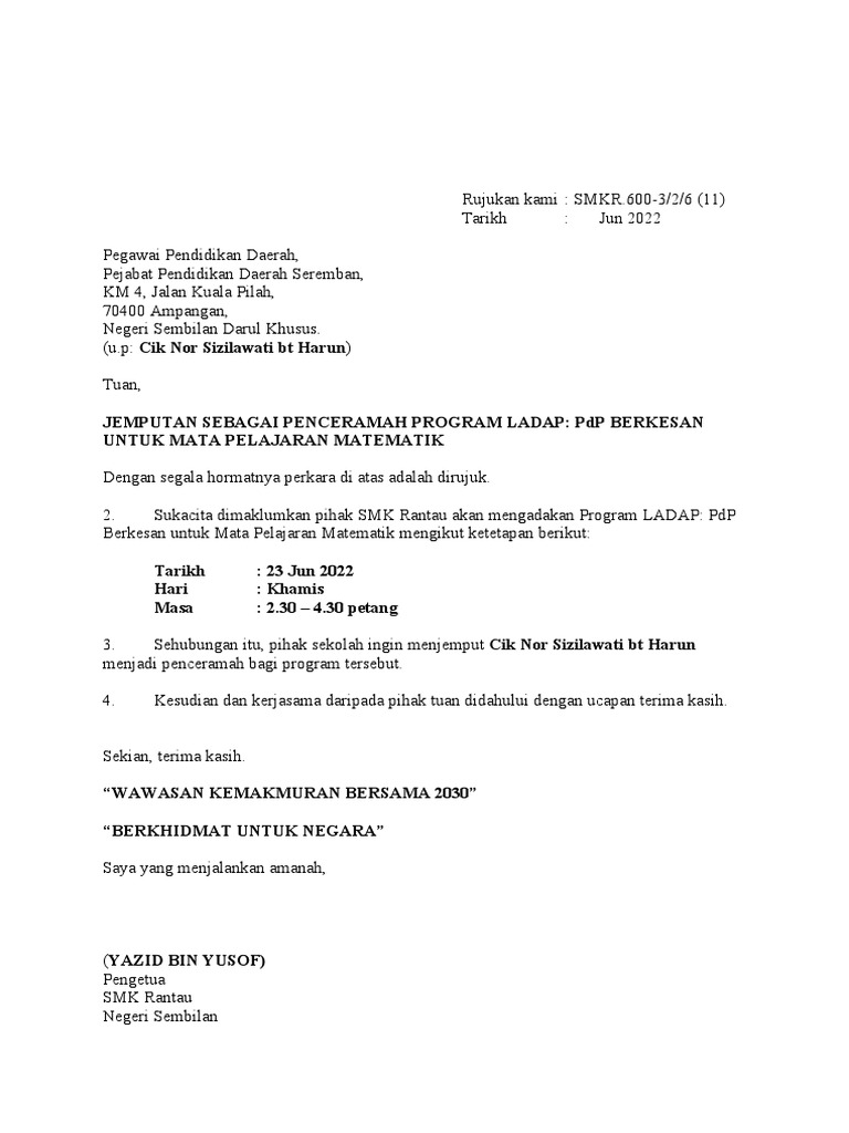 Surat Jemputan Penceramah | PDF