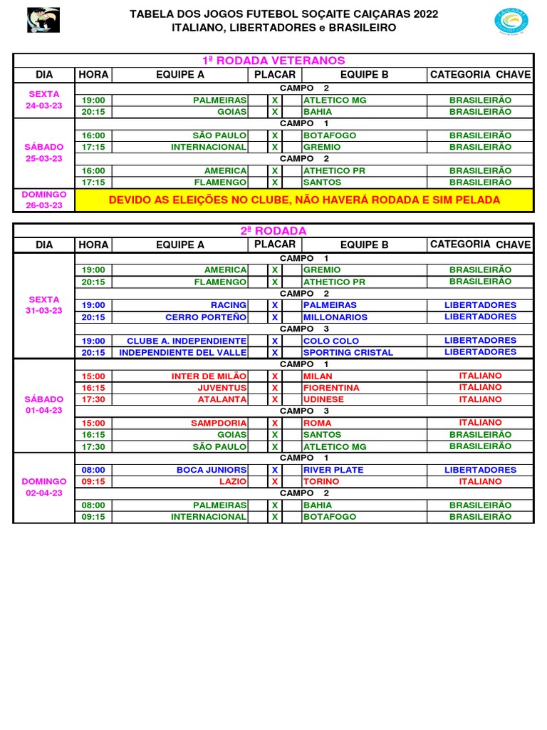 2023 TABELA | PDF | Clubes de Futebol | Clubes esportivos
