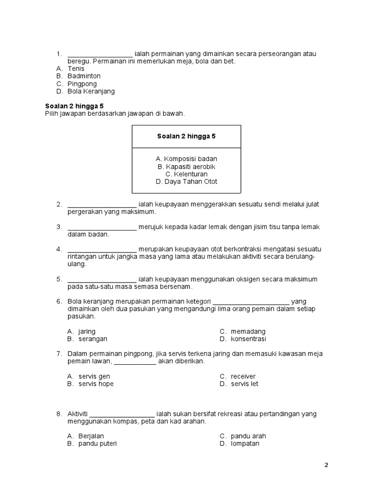 Soalan PPT PJPK Tingkatan 3 2020 | PDF