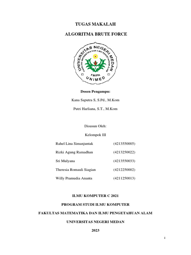 Tugas Makalah Algoritma Brute Force: Dosen Pengampu | PDF