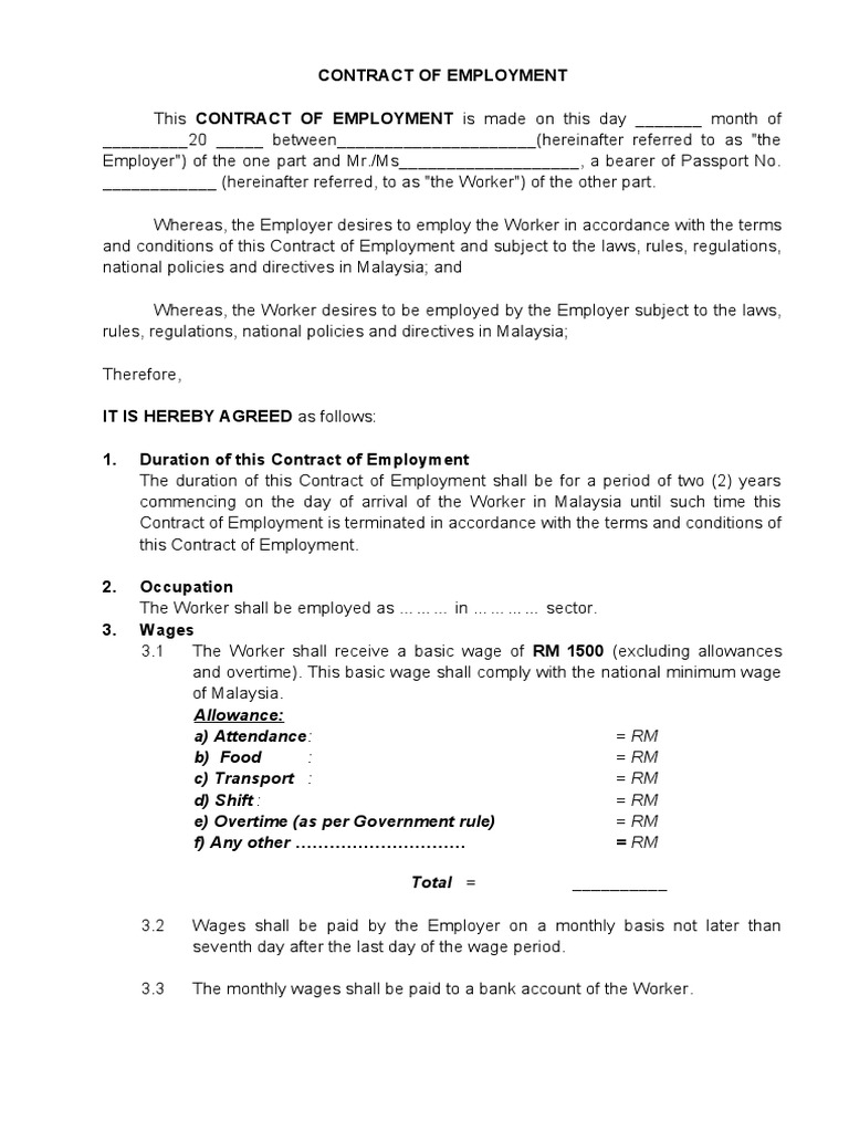 Contract of Employment | PDF