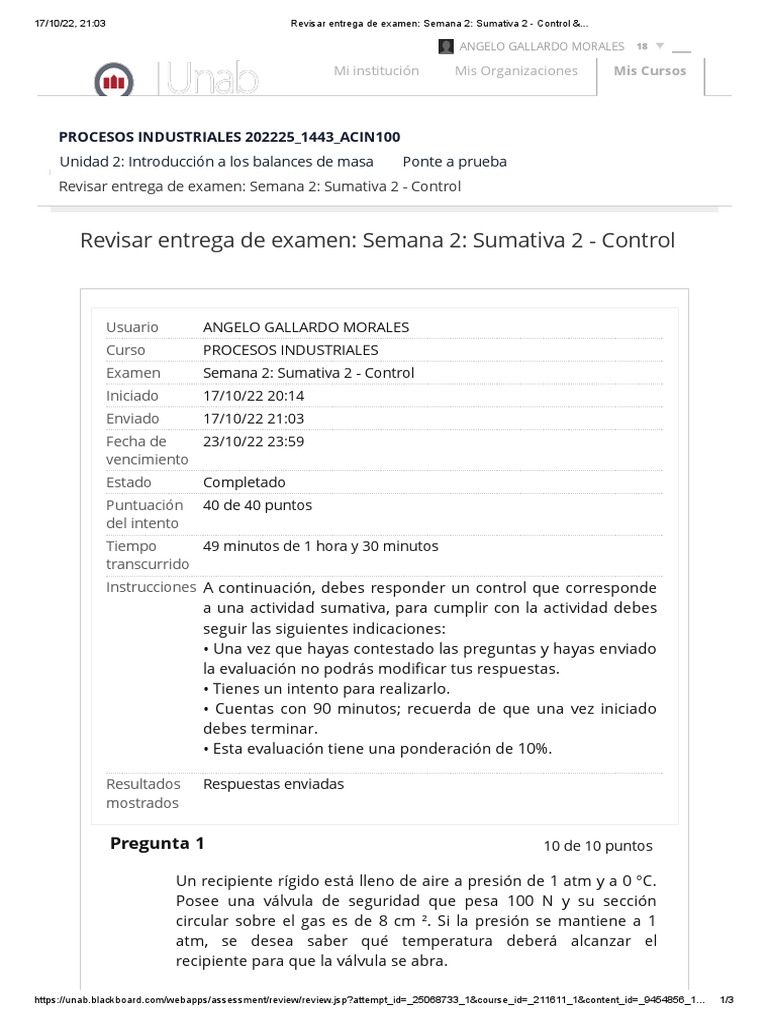 Revisar Entrega de Examen - Semana 2 - Sumativa 2 - Control &.. | PDF | Metrología | Cantidad