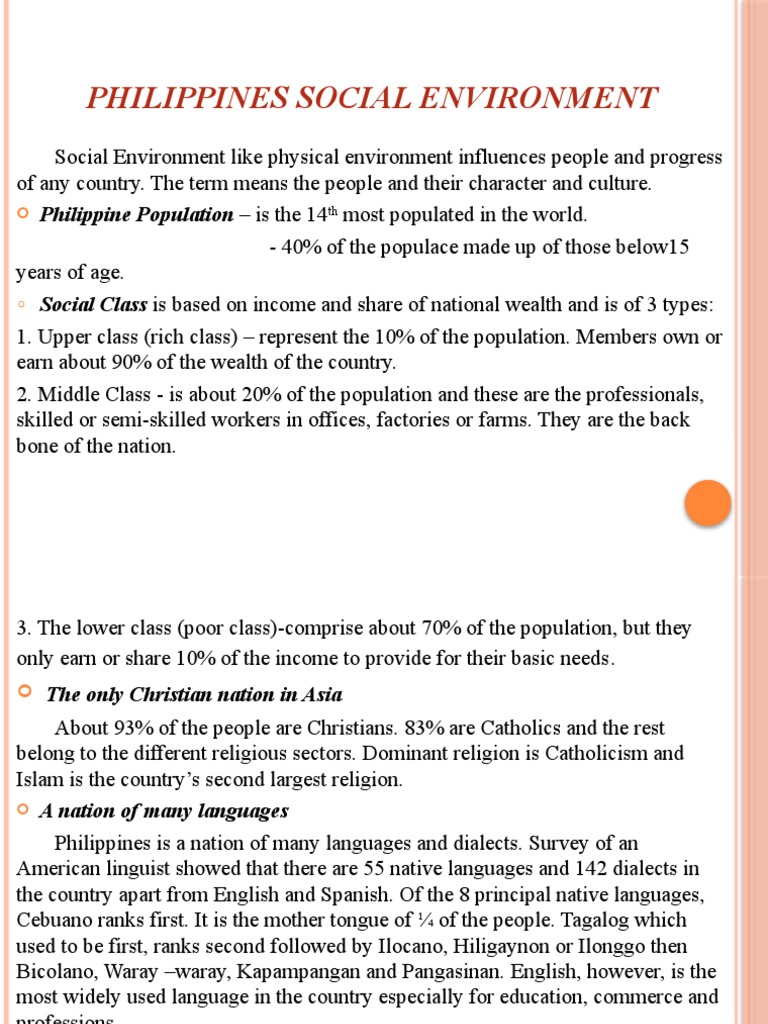 Philippines Social Environment | PDF | Philippines