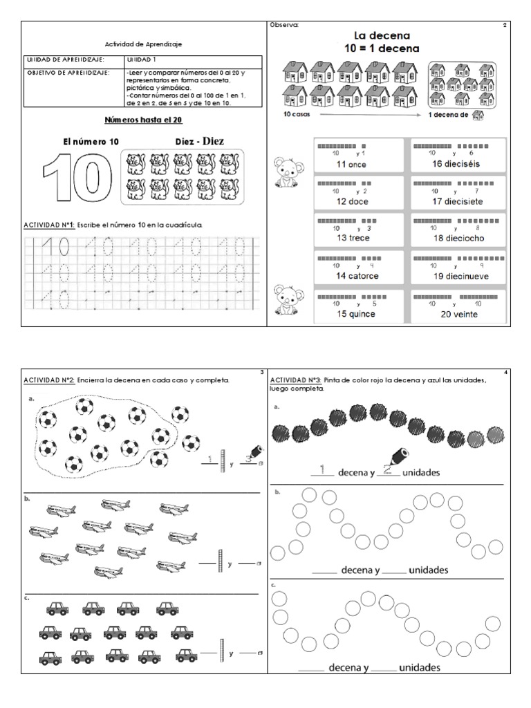 Guía 1° Numeros Hasta El 20 | PDF