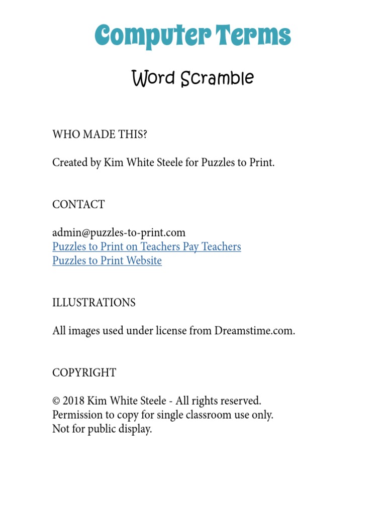 Computer Terms Word Scramble | PDF | Download | Software Engineering