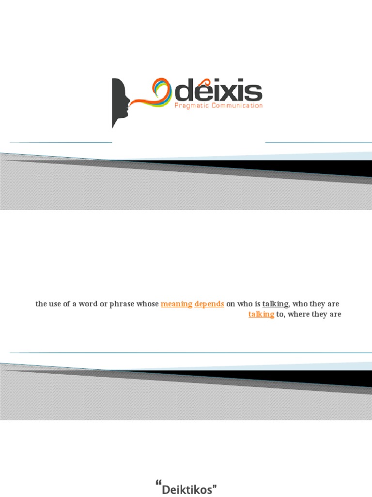 Deixis Presentation | PDF | Human Communication | Cognitive Science