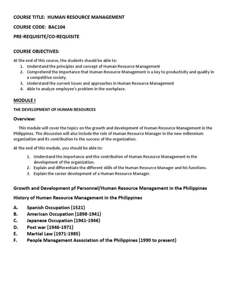 The Development of Human Resources | PDF | Human Resources | Human ...