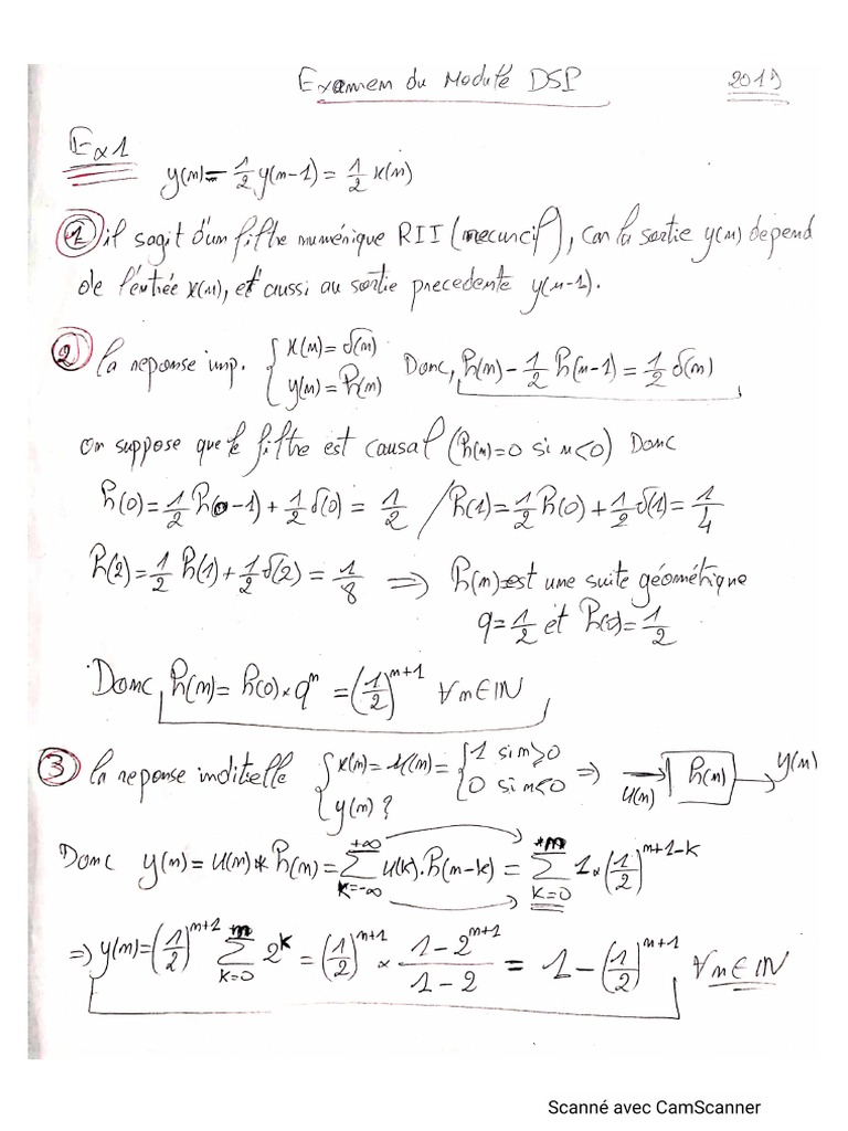 Corrigé Examen DSP 2019 | PDF