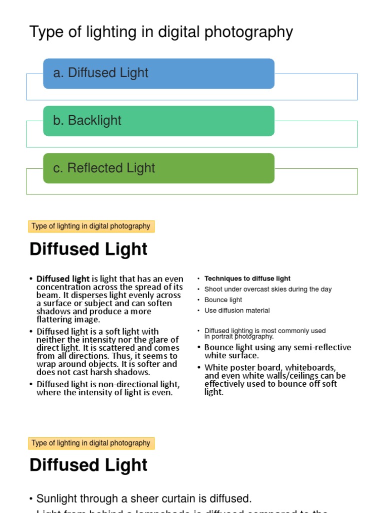 Type of Lighting in Digital Photography: A. Diffused Light | PDF ...