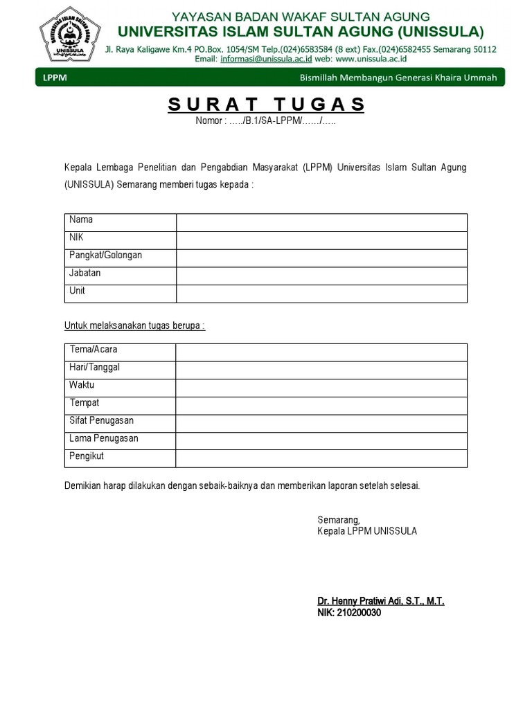 Format Surat Tugas Penelitian | PDF