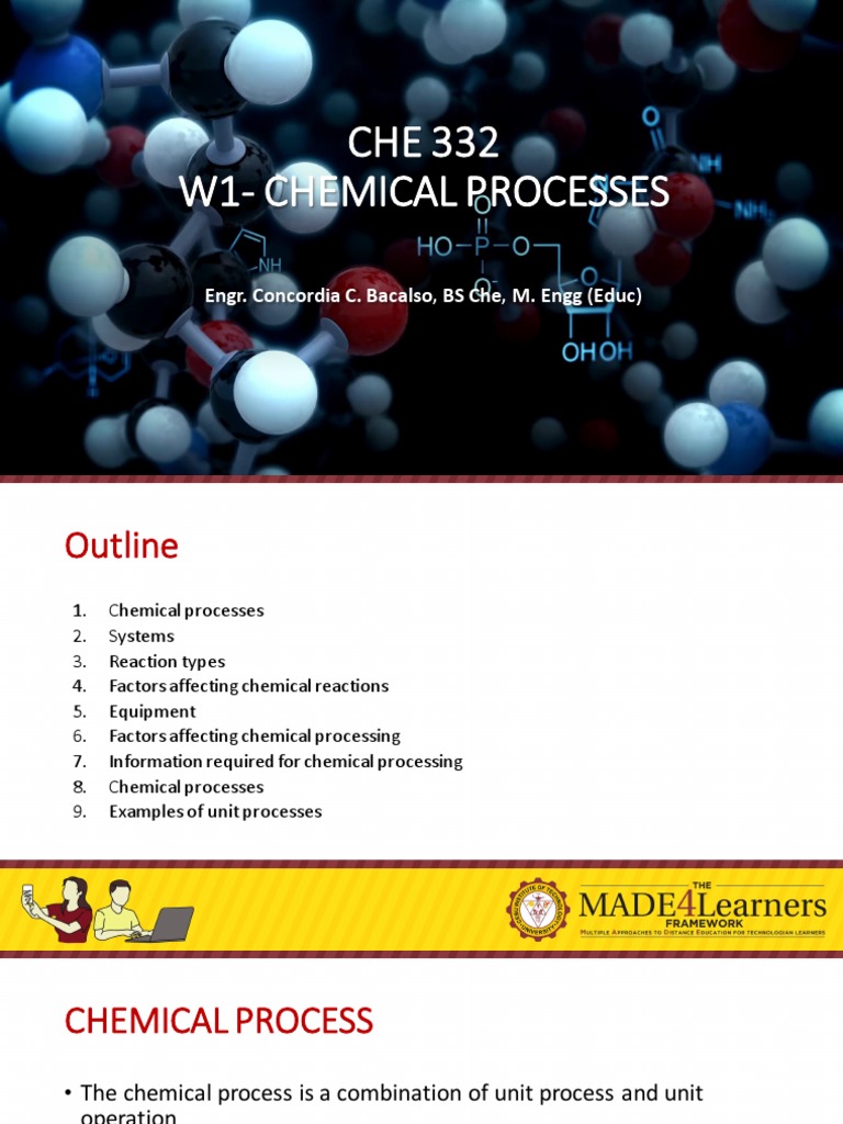 CHE 332 W1-Chemical Processes: Engr. Concordia C. Bacalso, BS Che, M ...