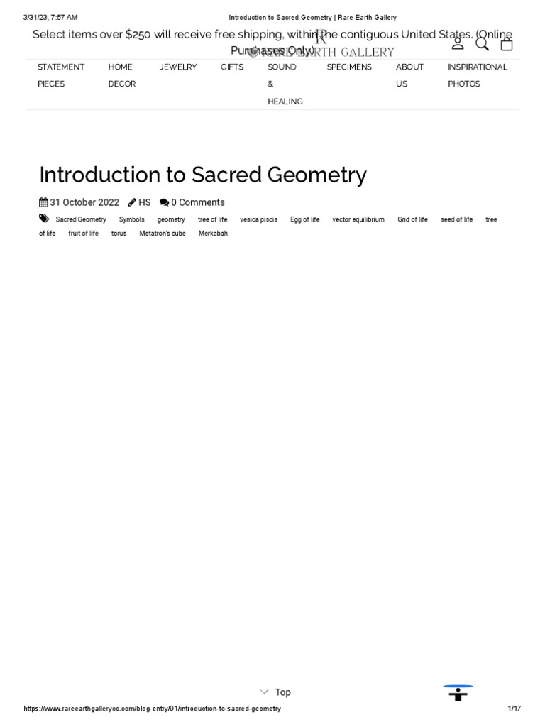 Introduction To Sacred Geometry - Rare Earth Gallery | PDF | Geometry