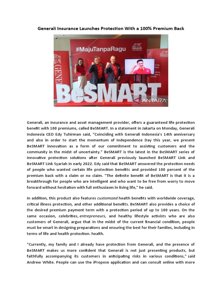 Generali Launches BeSMART Insurance Plan | PDF