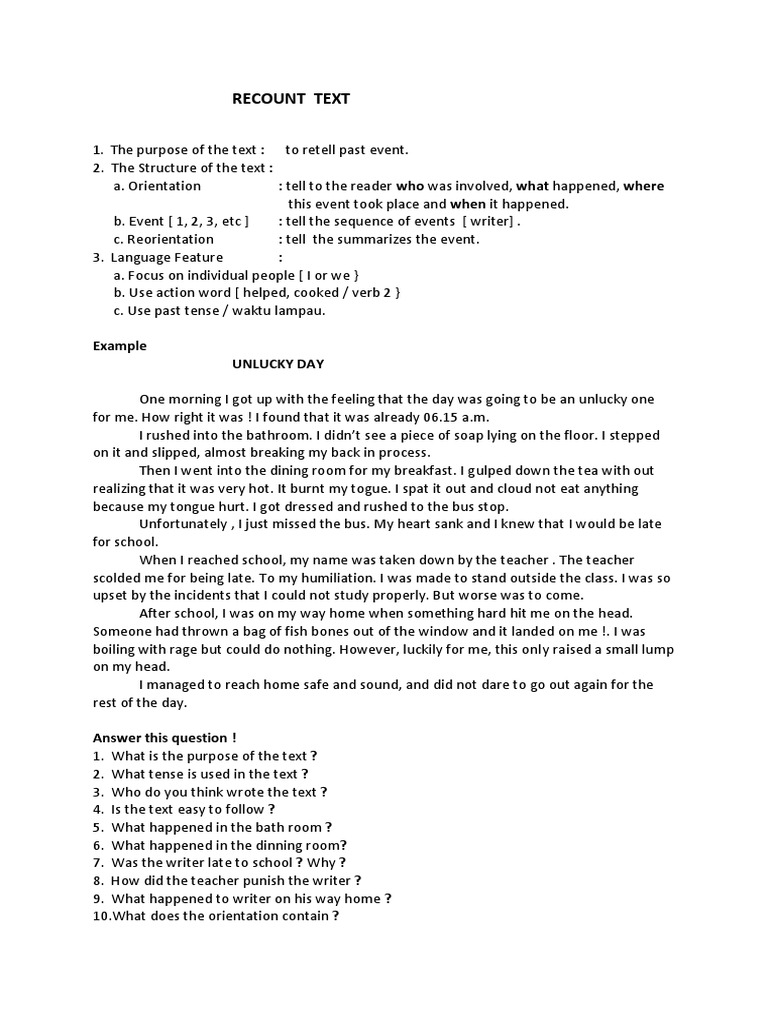 Recount Text KLS 11 | PDF