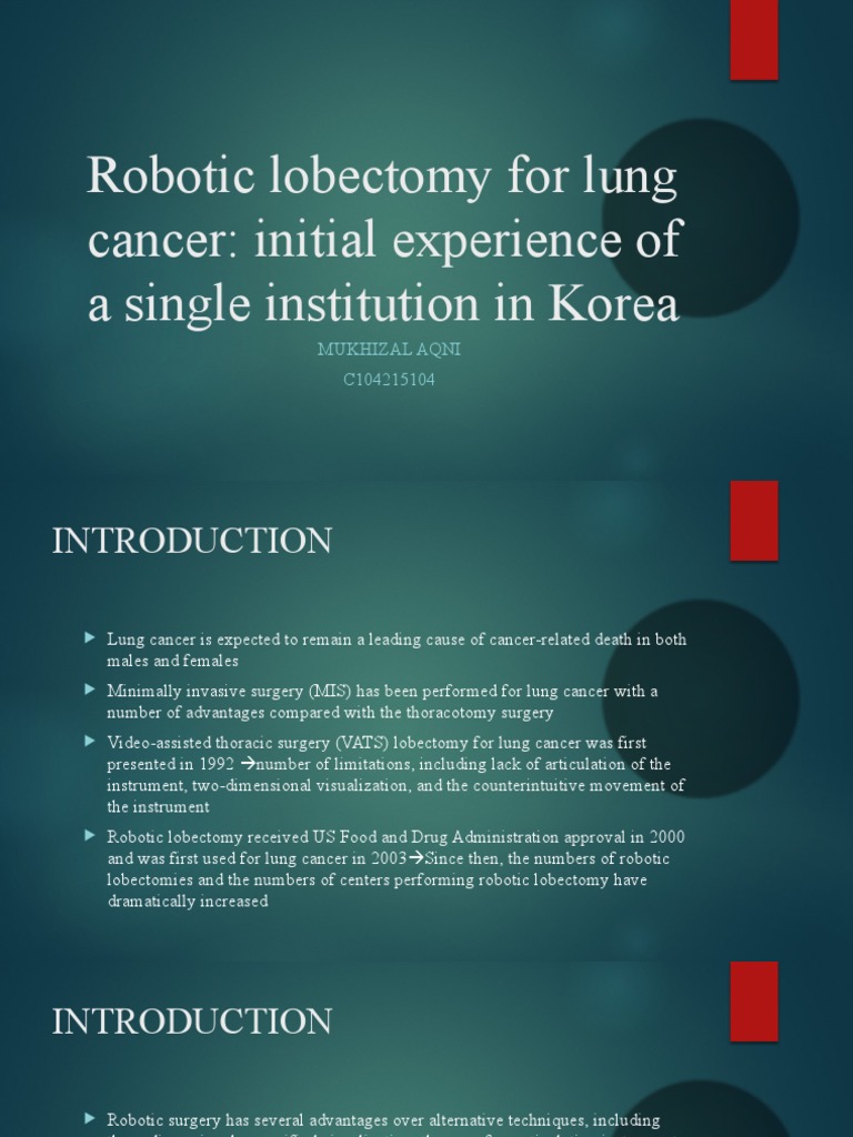 Robotic Lobectomy For Lung Cancer Pdf Surgery Causes Of Death