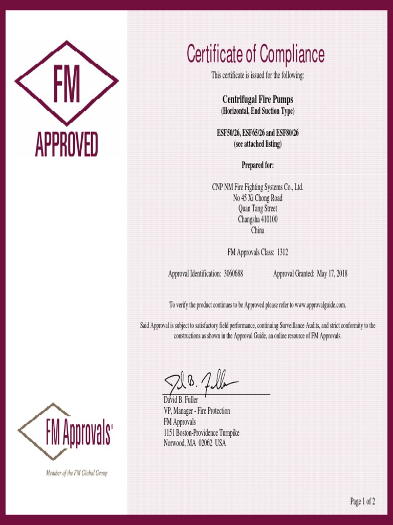 Certificate compliance centrifugal fire pumps | PDF | Gases | Dynamics ...