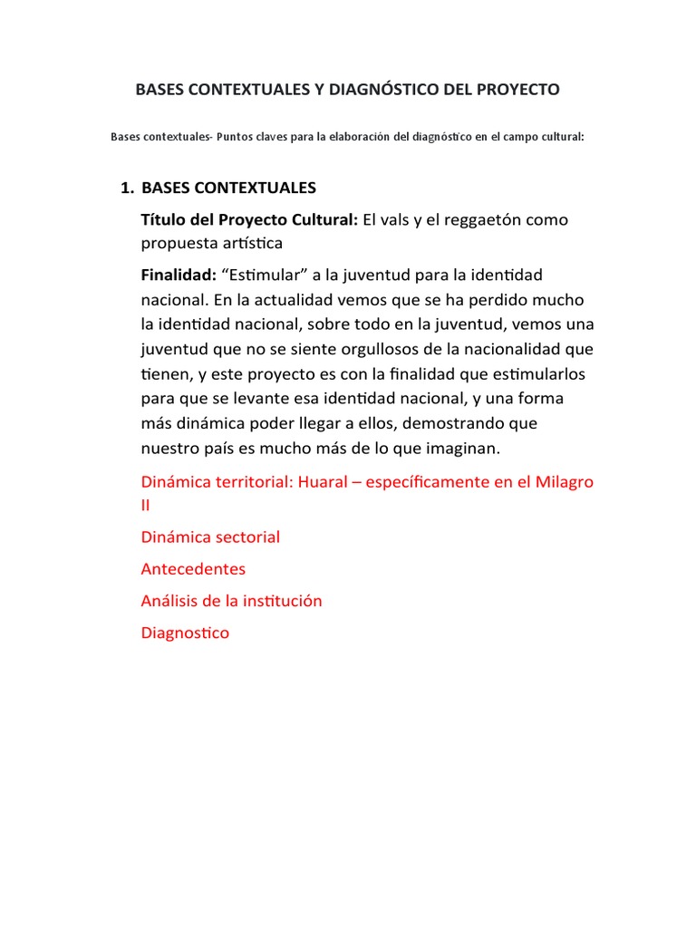 2 Bases Contextuales y Diagnostico Del Proyecto 2022 | PDF | Perú