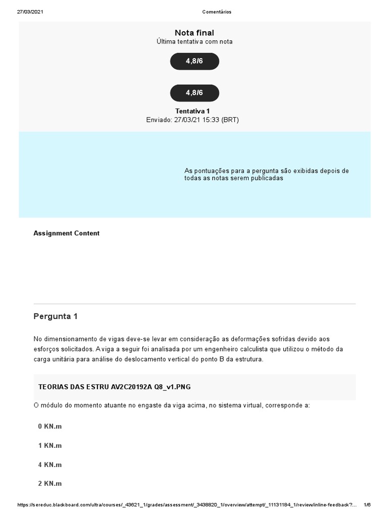 Prova AV2 Teoria Das Estruturas | PDF | Viga | Ciências Físicas