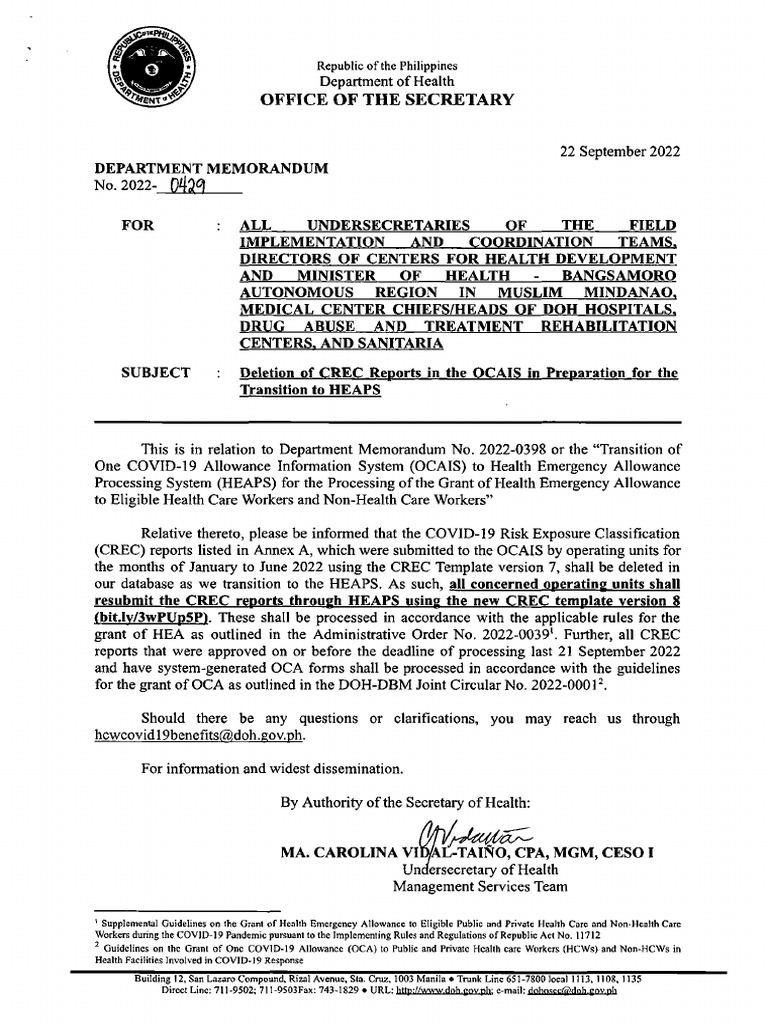 Deleting CREC Reports in OCAIS for Transition to HEAPS | PDF | Health ...