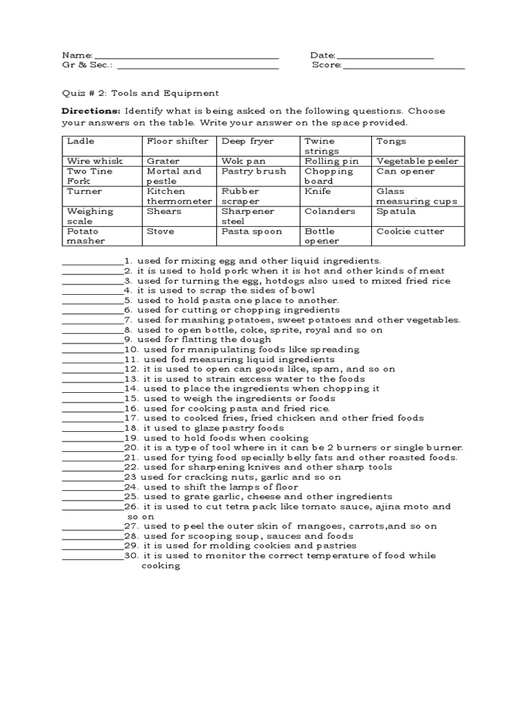 Grade 10 | PDF | Spoon | Pasta