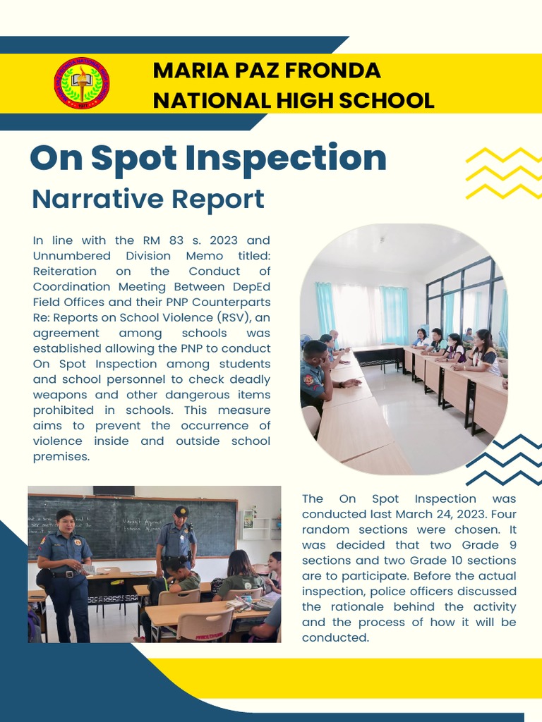 PNP On Spot Inspection Report at School | PDF