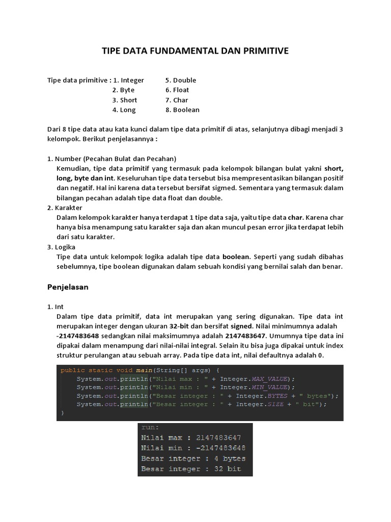 Tipe Data Fundamental Dan Primitif | PDF