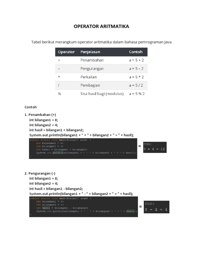 Operator Aritmatika | PDF Operator Aritmatika | PDF
