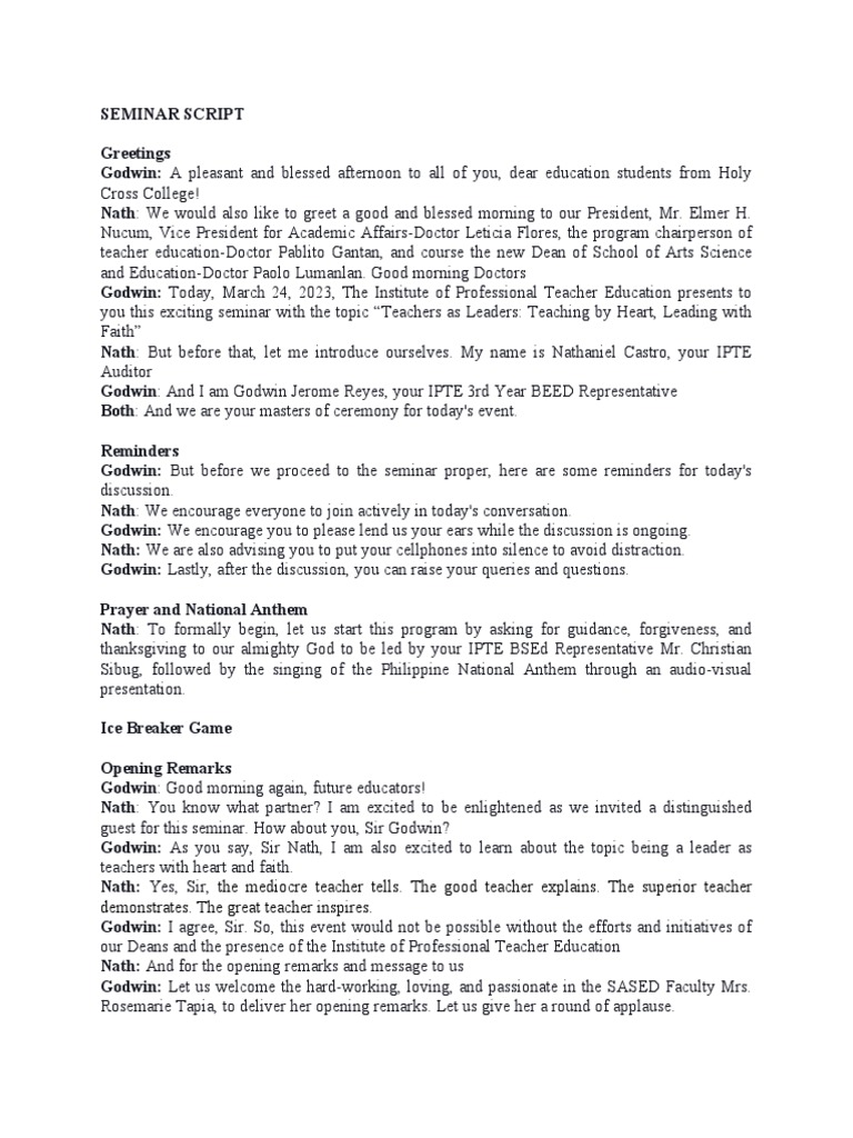 Seminar Script | PDF