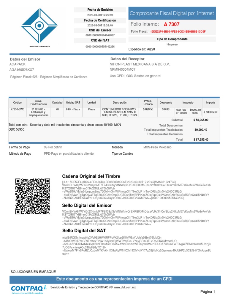 Folio Interno:: Comprobante Fiscal Digital Por Internet | PDF | Dinero ...