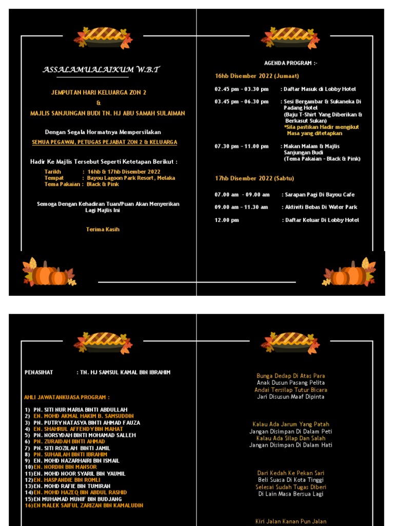 Kad Jemputan Hari Keluarga Zon 2 - Semua Pegawai & Petugas Zon 2 | PDF