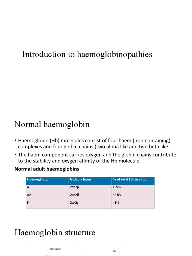 Introduction To Hemoglobinopathies | PDF | Hemoglobin | Diseases And ...