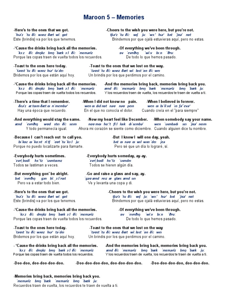 Letra y significado de "Memories" | PDF | Música grabada