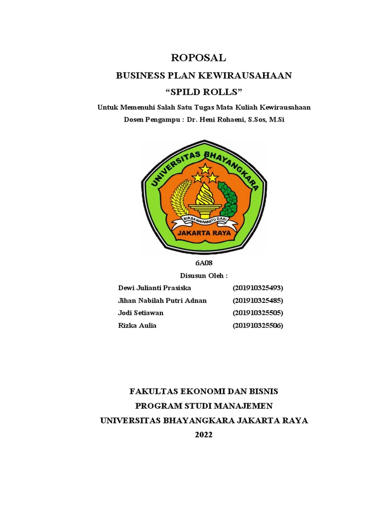 Proposal Business Plan Kelompok 1 | PDF | Bisnis