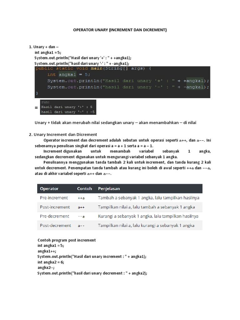 Operator Unary | PDF | Komputer