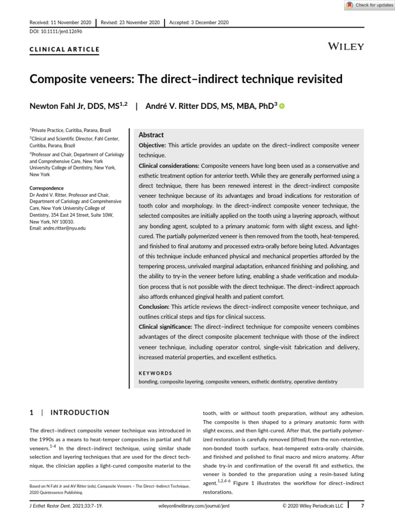 J Esthet Restor Dent - 2020 - Fahl - Composite Veneers The Direct ...