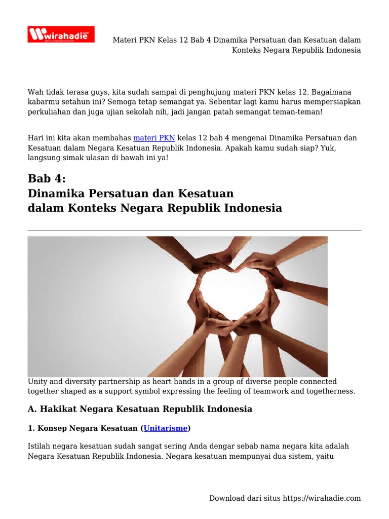 Materi PKN Kelas 12 Bab 4 Dinamika Persatuan Dan Kesatuan Dalam Konteks Negara Republik ...