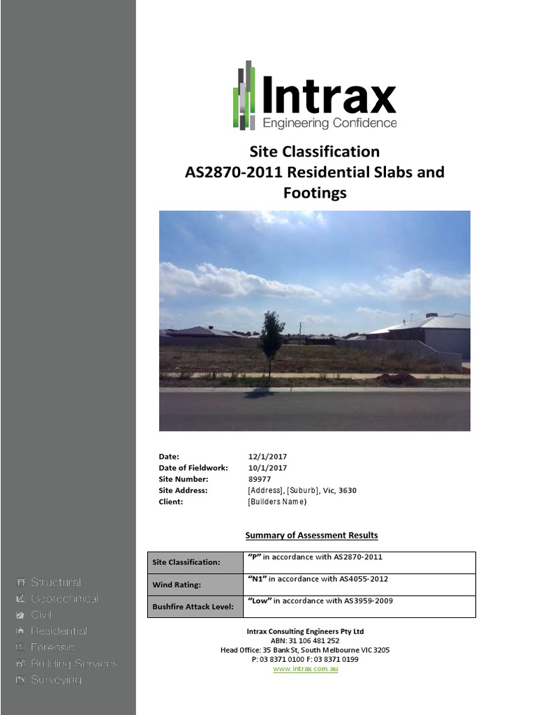 Site Classification AS2870-2011 Residential Slabs and Footings | PDF ...