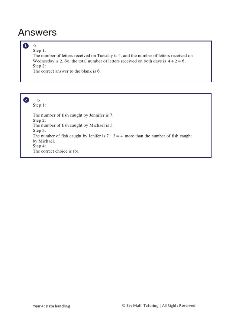 Year 4 Maths Test - Data Handling - Answers | PDF