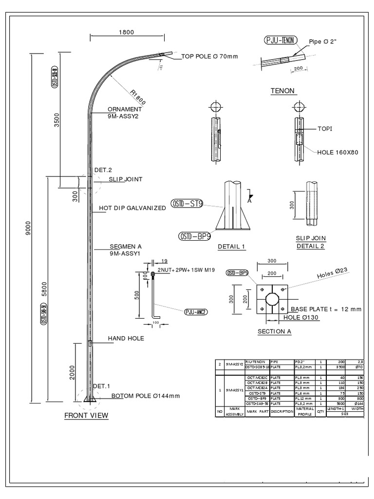 Tiang PJU 9m | PDF | Industrial Processes | Mechanical Engineering
