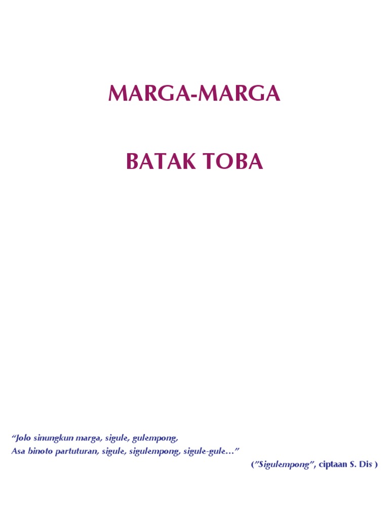 Marga-Marga Batak Toba dan Keturunannya | PDF
