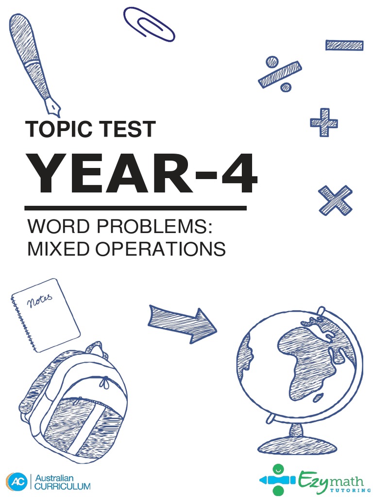 Year 4 Maths Test - Word Problems Mixed Operations - Questions | PDF ...