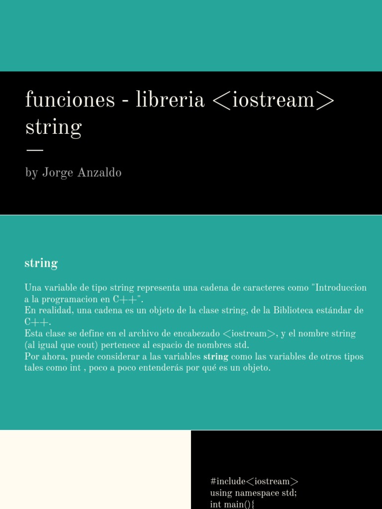3 Funciones Libreria Iostream String | PDF | C ++ | Biblioteca ...