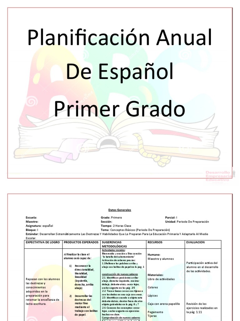 Planes de Clase 1° Grado | PDF | Educación primaria | Evaluación