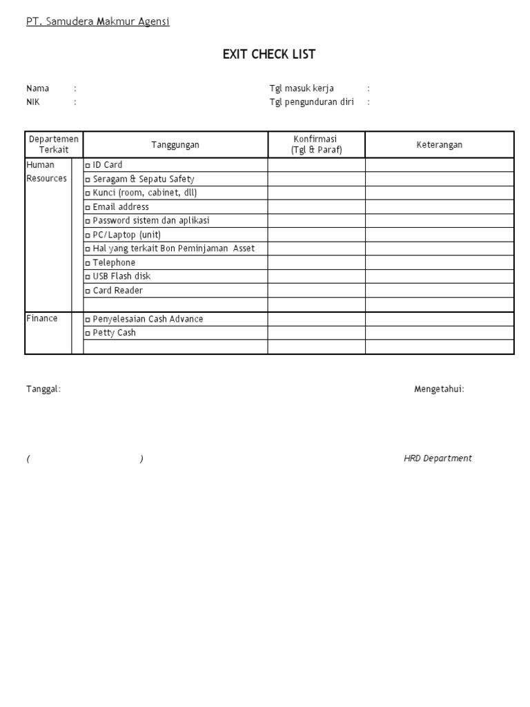 Form Exit Interview (Resign) Master | PDF