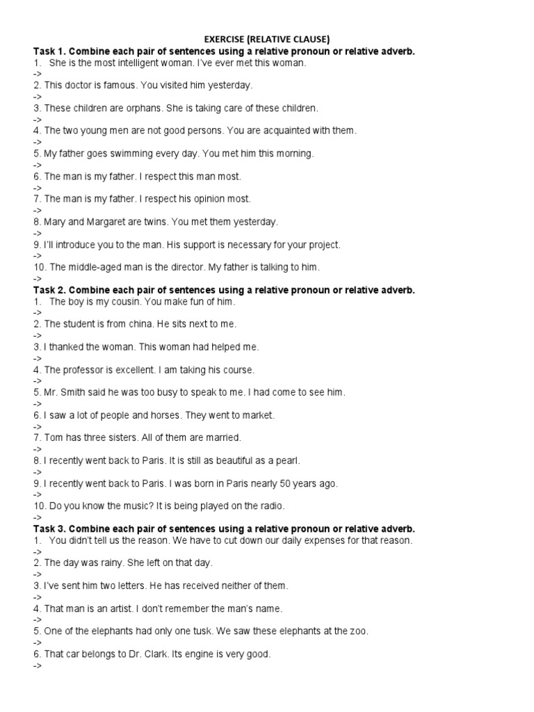 Relative Clause Exercises for Students | PDF | Language Arts & Discipline