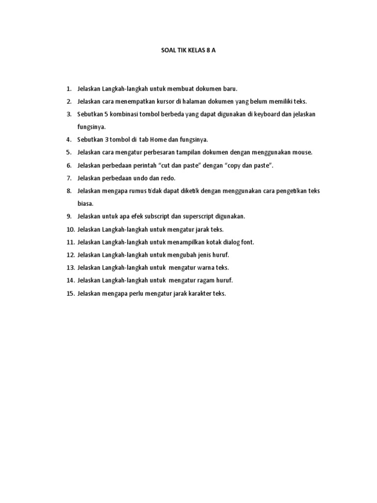SOAL Mid TIK KELAS 8 A Pak Agus | PDF