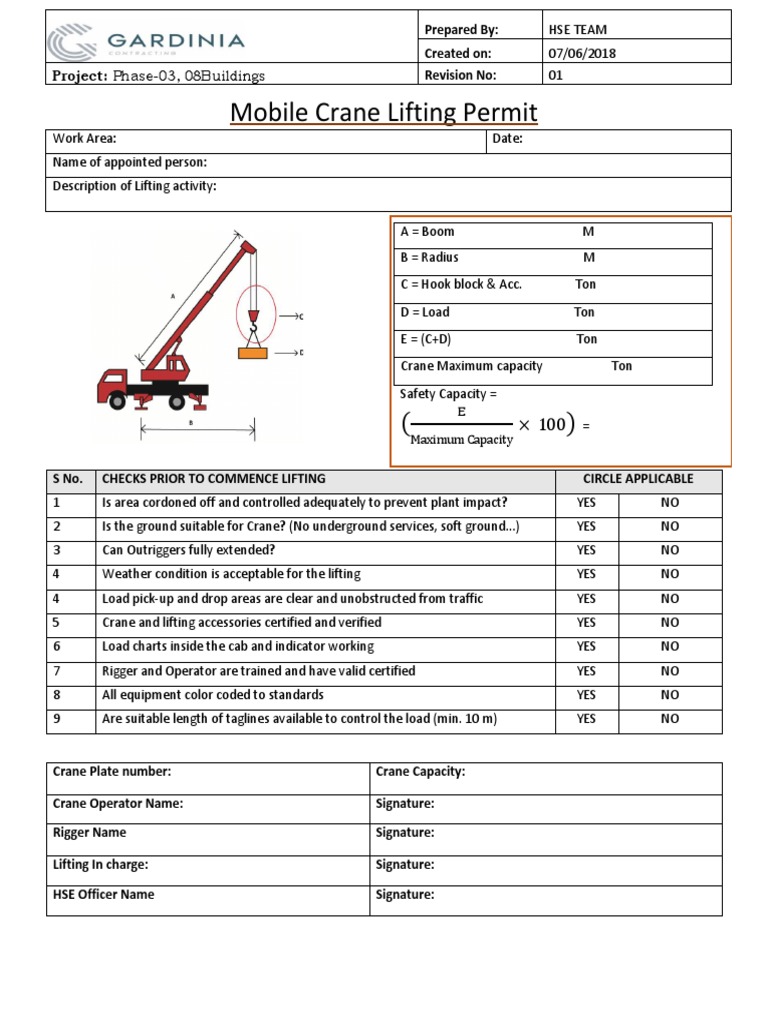 Mobile Crane Lifting Permit | PDF | Crane (Machine) | Transport